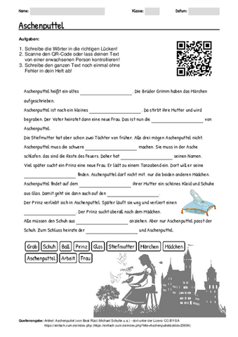 Arbeitsblatt zum Thema "Aschenputtel (einfache Sprache)" | Unterricht.Schule